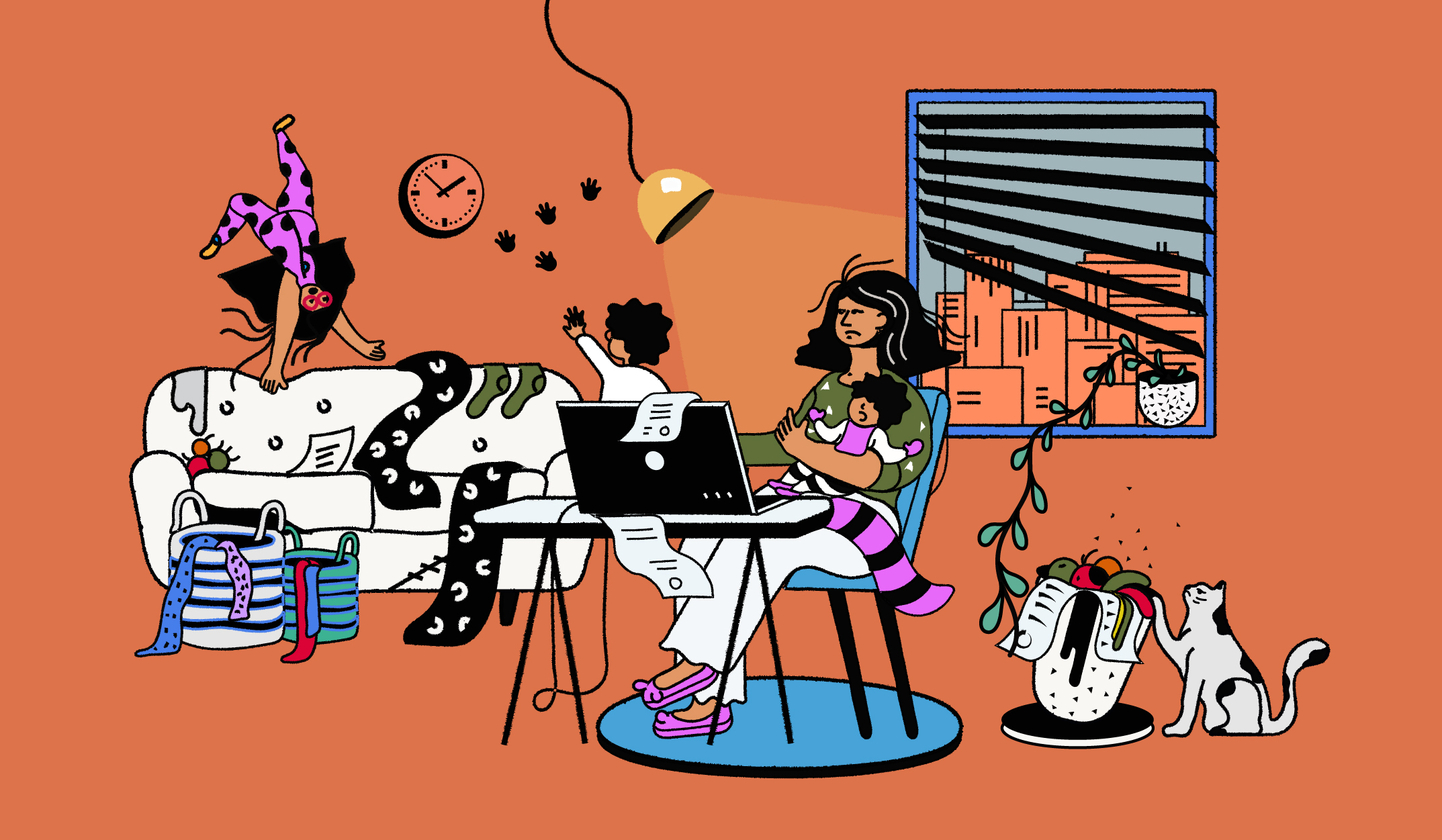 Mother Juggling Work Home School