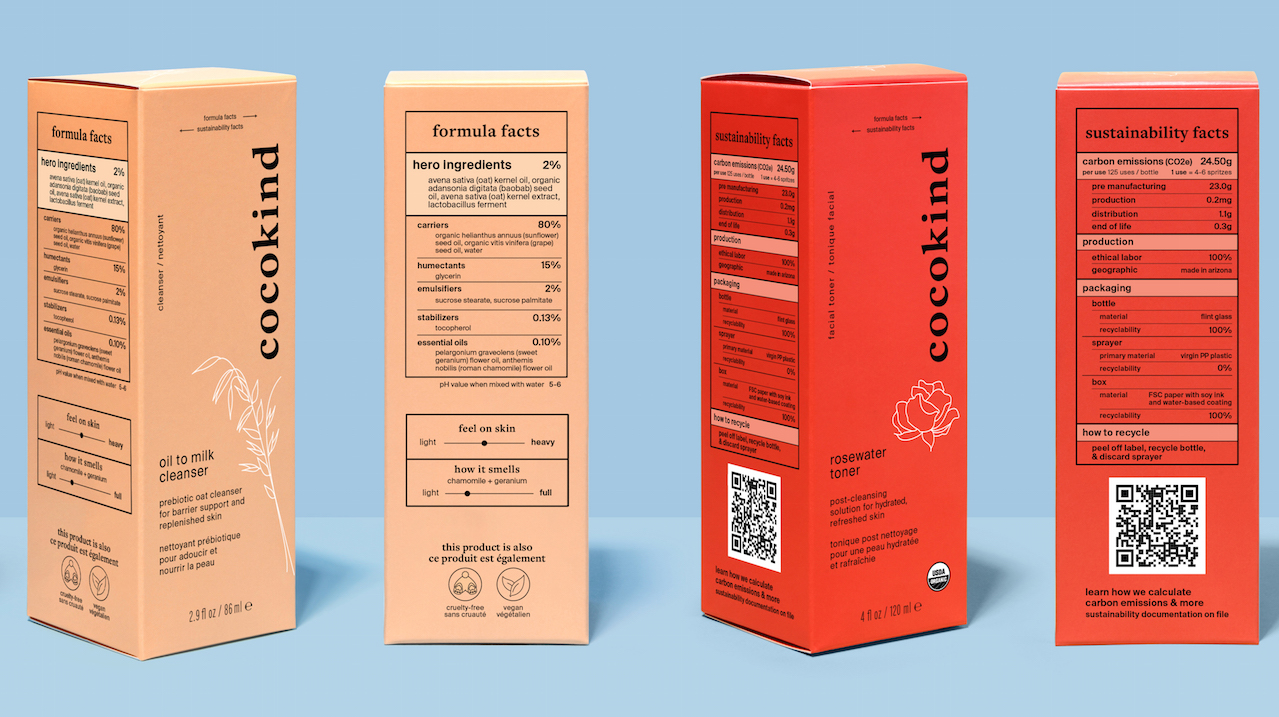 Cocokind adds sustainability information to secondary packaging