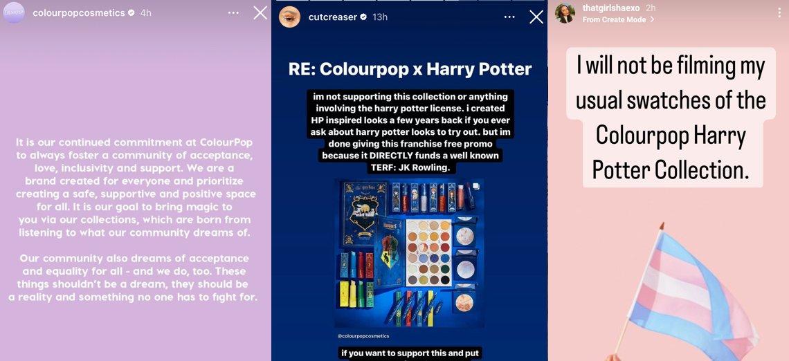 ColourPop faces backlash for 'Harry Potter' collab due to J.K. Rowling
